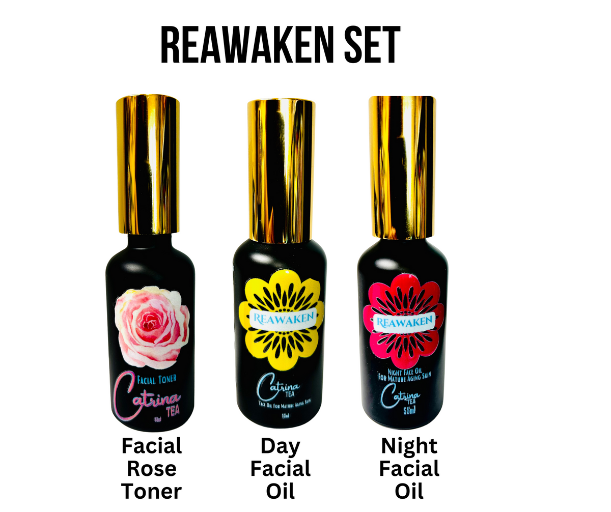 Reawaken Skin Care Day Oil, Night Oil, Toner Trio – CatrinaTea
